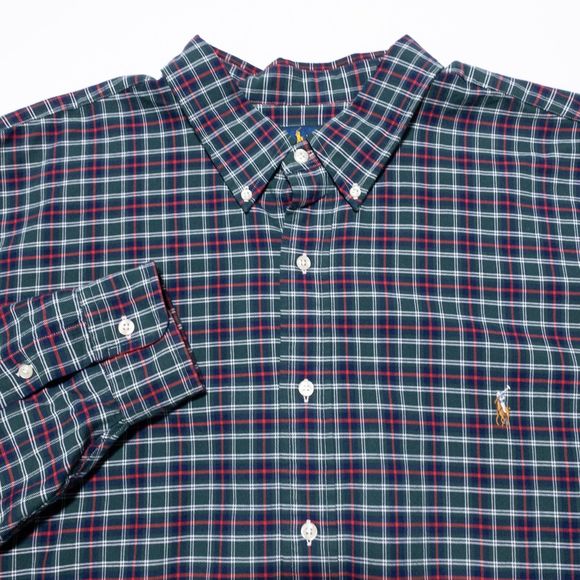 Polo Ralph Lauren | Shirts | Polo Ralph Lauren 2xlt Tall Mens Shirt Buttondown Green Plaid Check ...